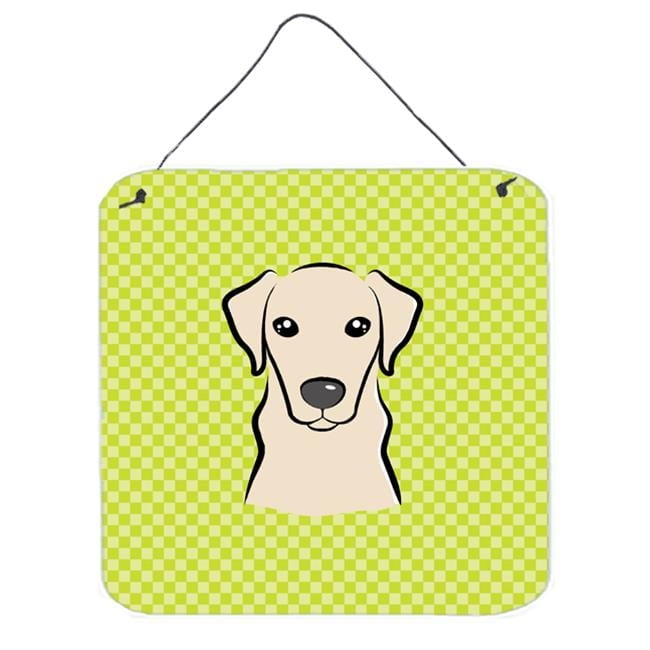 Checkerboard Lime Green Yellow Labrador Aluminum Metal Wall Or Door ...