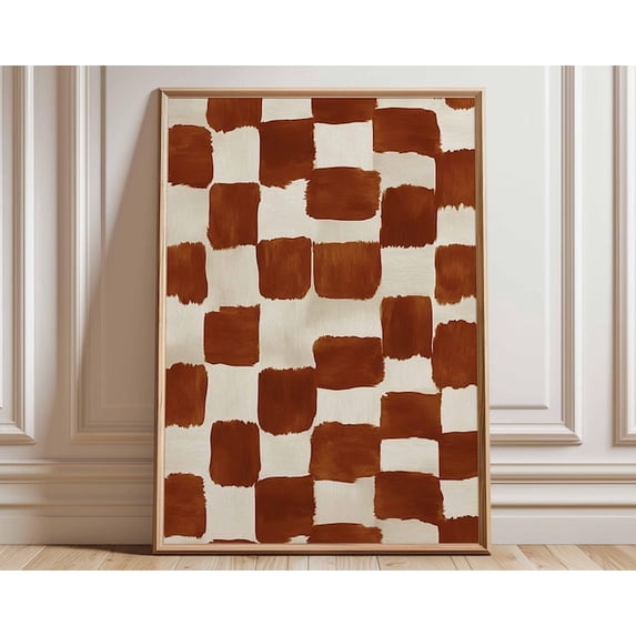 Checkerboard Modern Abstract Brown Checkered Geometric Pattern ...