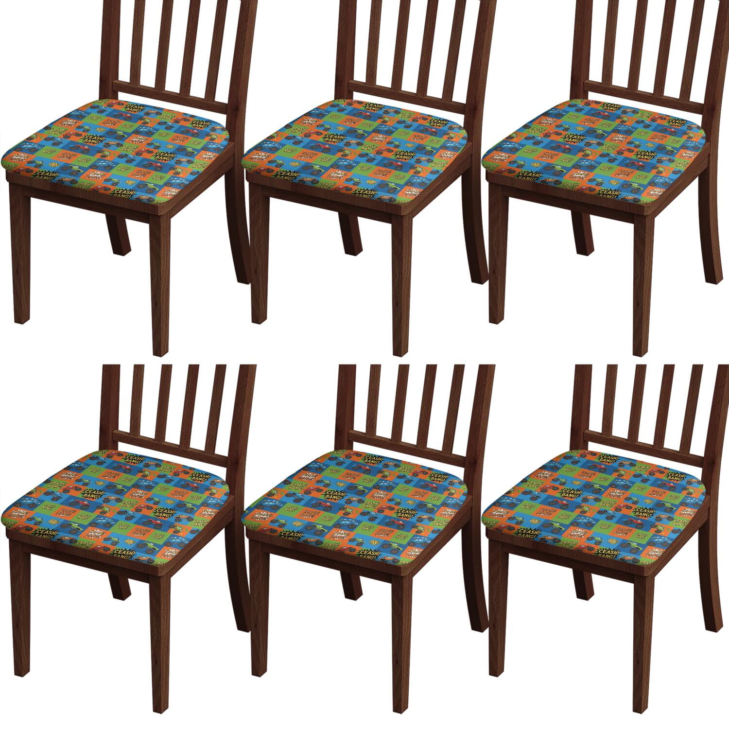 Checkerboard Monster Cartoon Trucks Crash Seat Covers for Dining Room ...