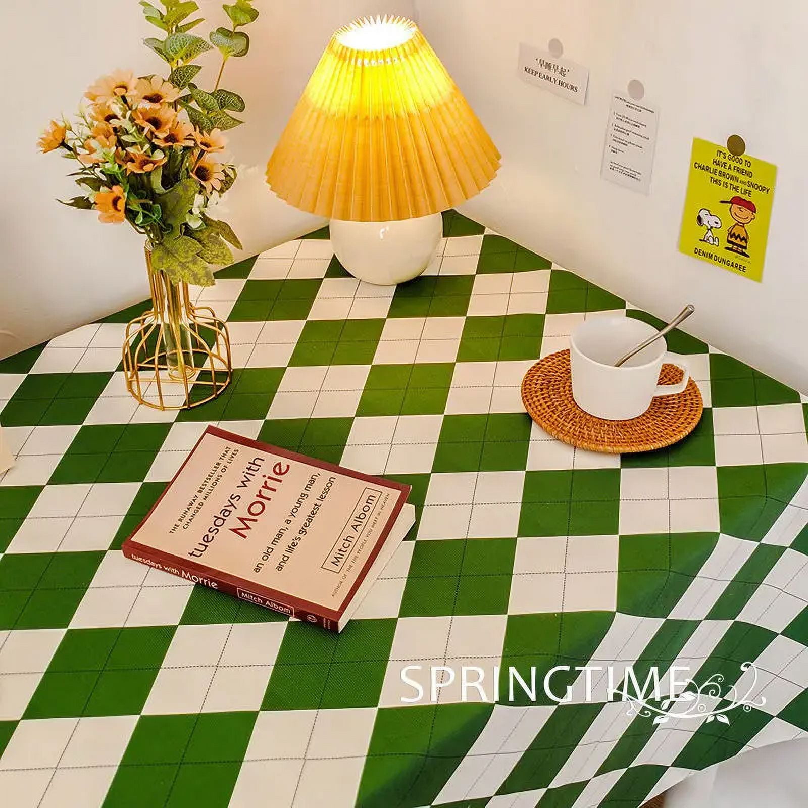 Checkerboard Nordic Style Waterproof Tablecloth Writing Students Desk ...