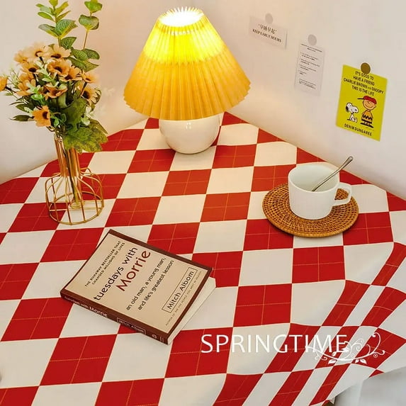 Checkerboard Nordic Style Waterproof Tablecloth Writing Students Desk ...