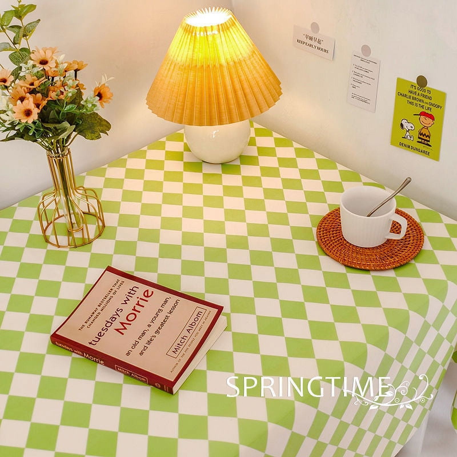 Checkerboard Nordic Style Waterproof Tablecloth Writing Students Desk ...