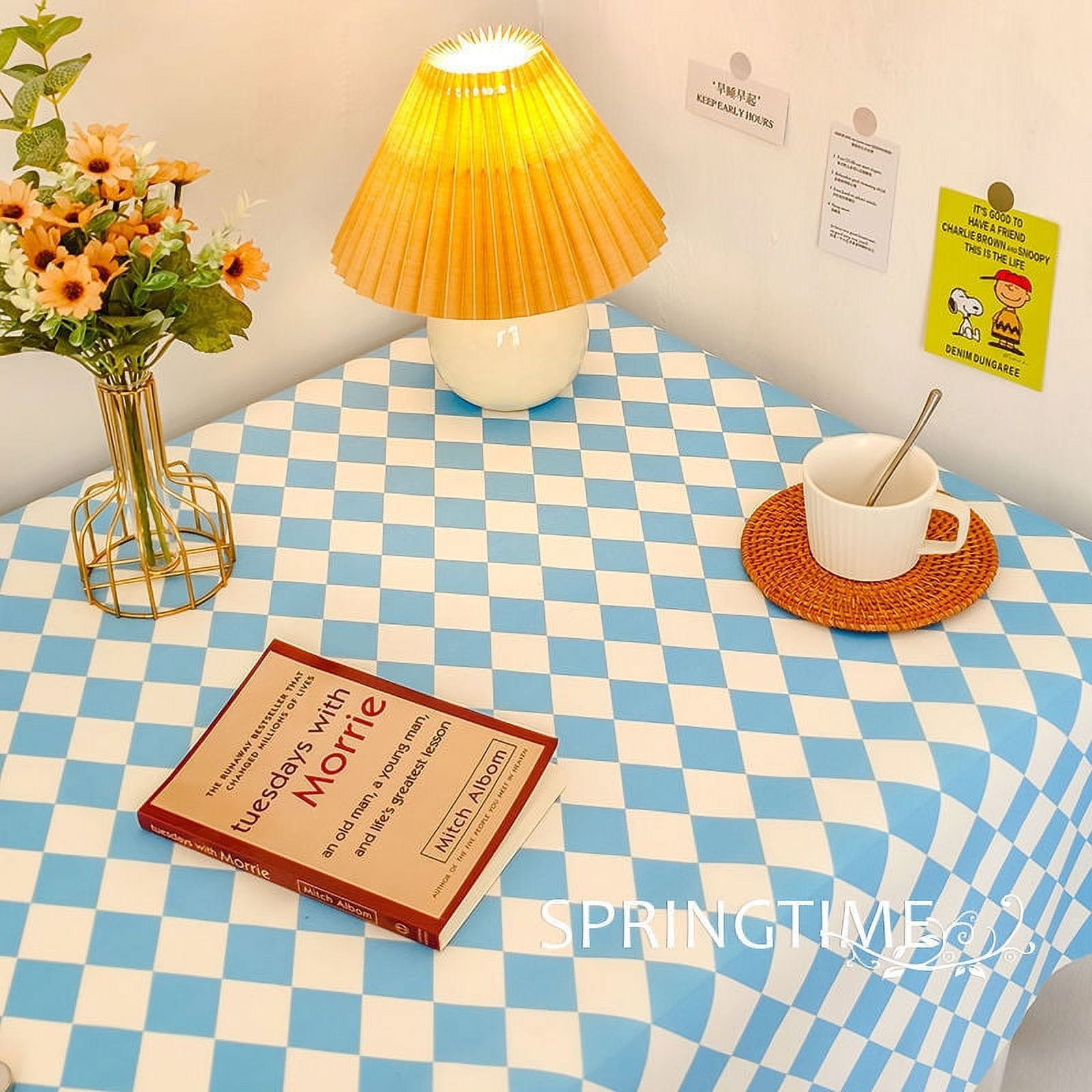 Checkerboard Nordic Style Waterproof Tablecloth Writing Students Desk ...