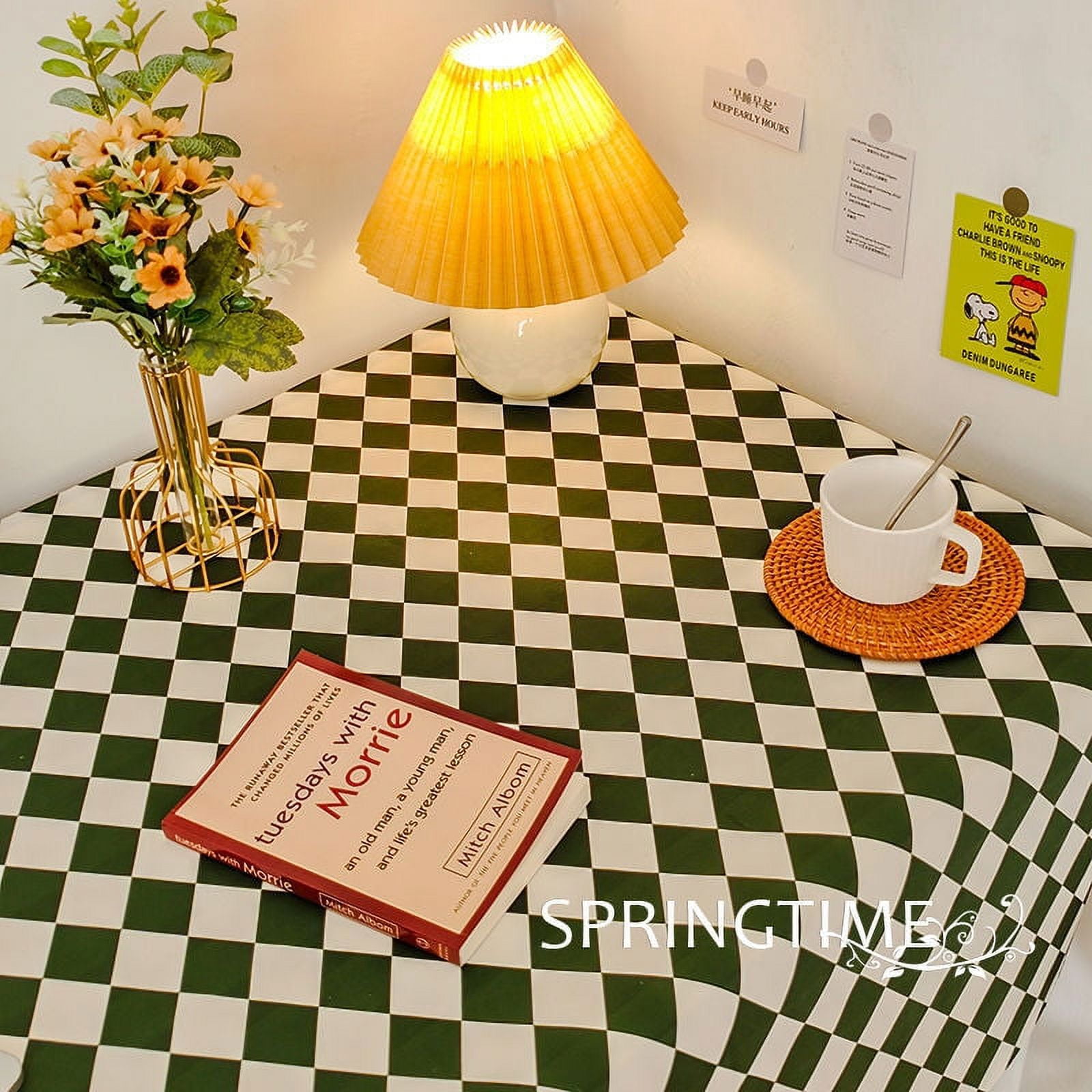 Checkerboard Nordic Style Waterproof Tablecloth Writing Students Desk ...
