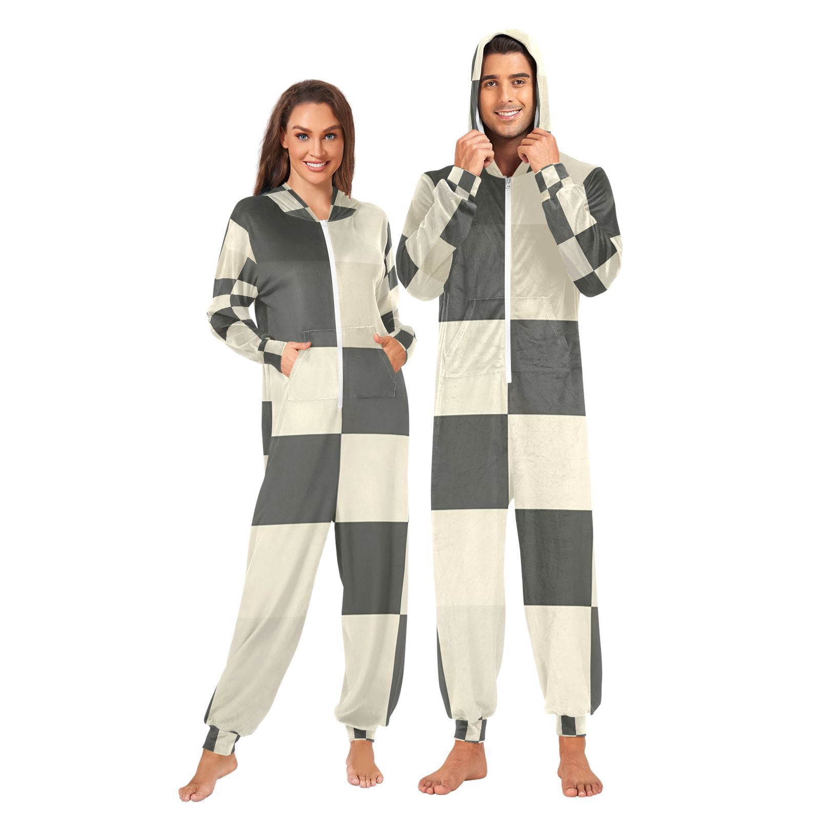 Checkerboard Pattern Adult Unisex Onesie Pajamas Slim Fit One Piece ...