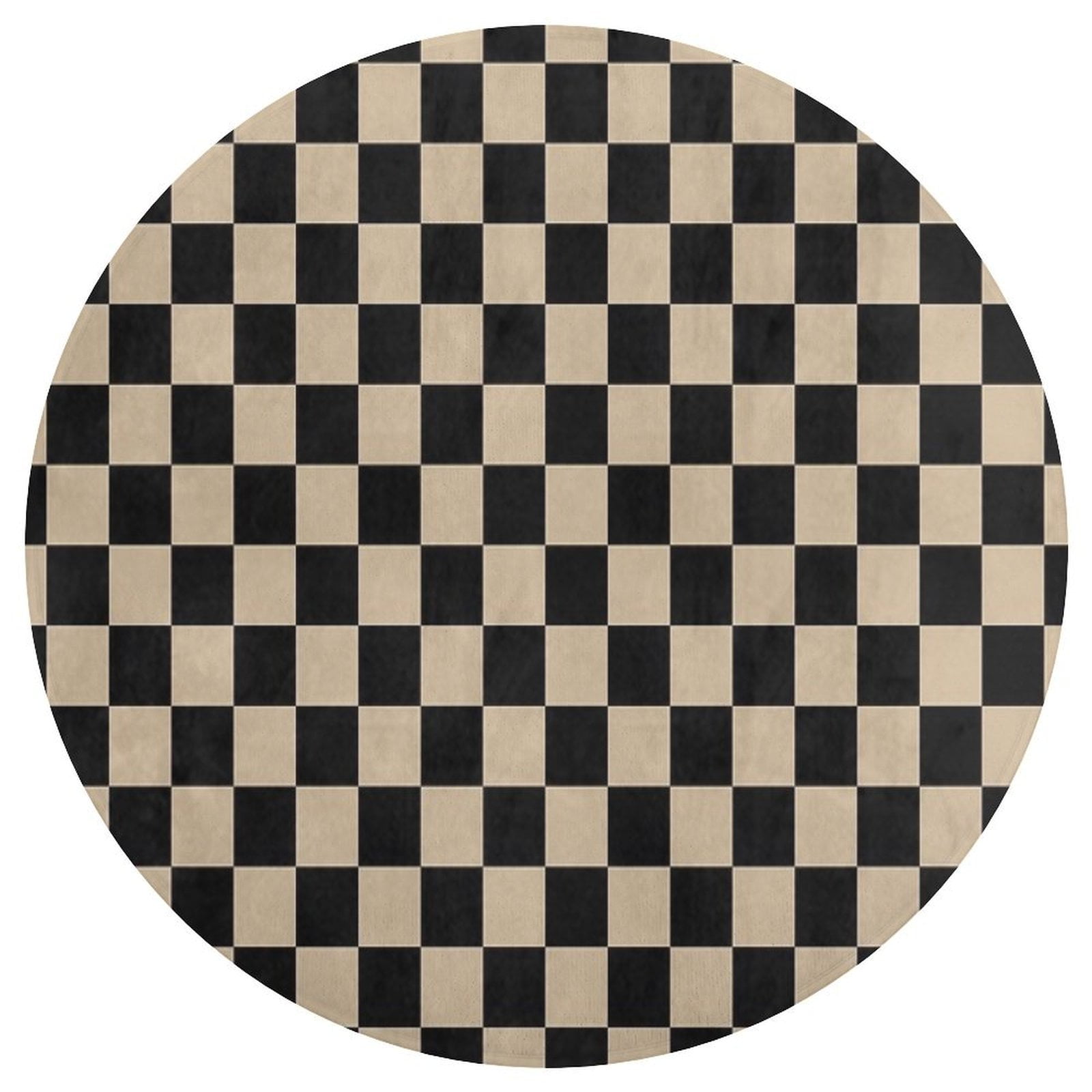 Checkerboard Pattern Black And Tan. Round Carpet Rug for Living Room ...