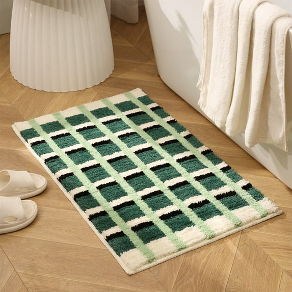 Checkerboard Pattern Diatomite Bath Mat, Fast Drying Absorbent Floor ...