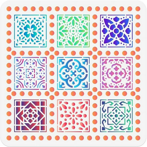 Checkerboard Pattern Painting Stencil 11.81x11.81 Inch Reusable DIY Art and Craft Stencils ...