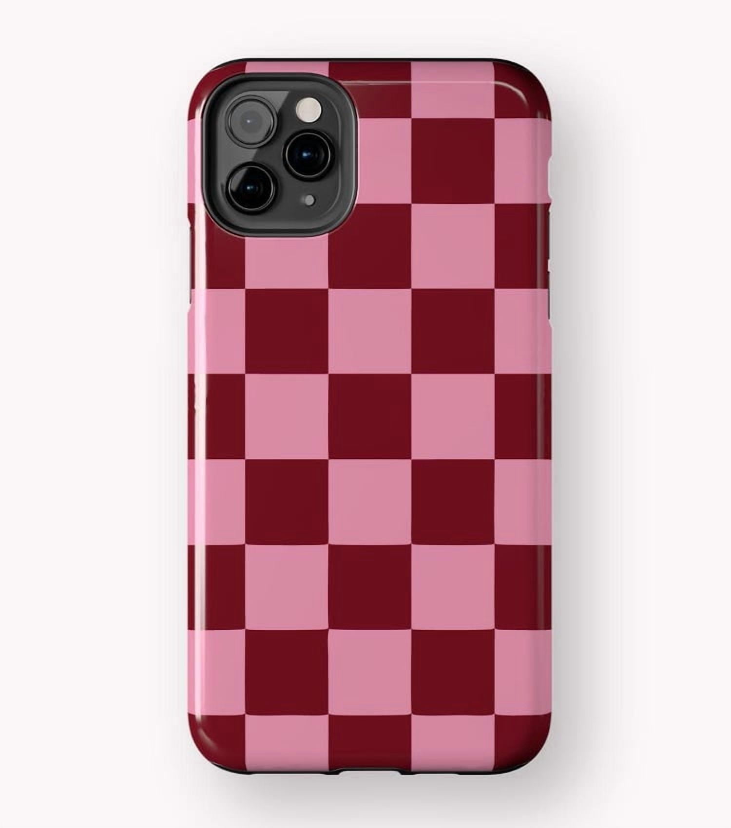 Checkerboard Pink Burgundy Y2K Retro Grid Pattern Art G438 Compatible ...