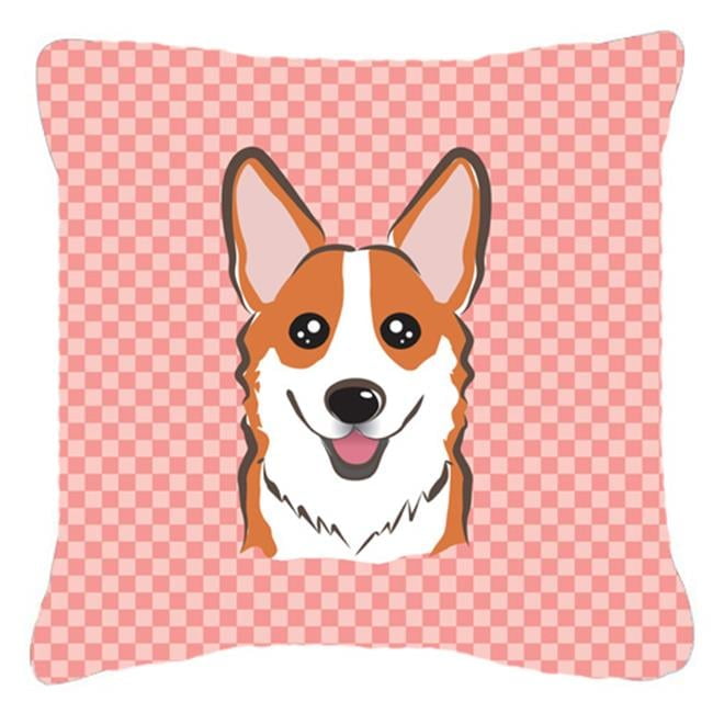 Checkerboard Pink Corgi Fabric Decorative Pillow- - 14 x 14 In ...