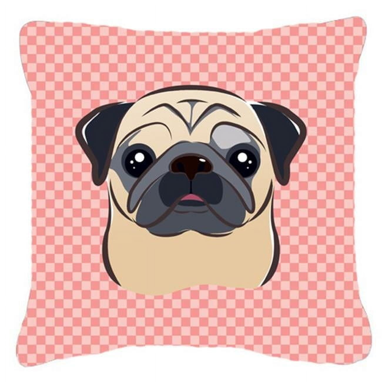 Checkerboard Pink Fawn Pug Fabric Decorative Pillow- - 18 x 18 In ...