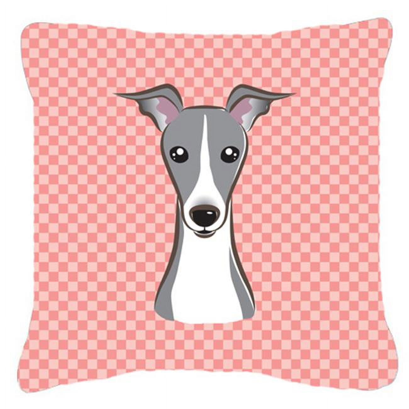 Checkerboard Pink Italian Greyhound Fabric Decorative Pillow - 18 x 18 ...