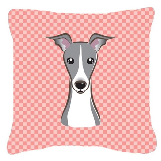 Checkerboard Pink Italian Greyhound Fabric Decorative Pillow - 18 x 18 ...