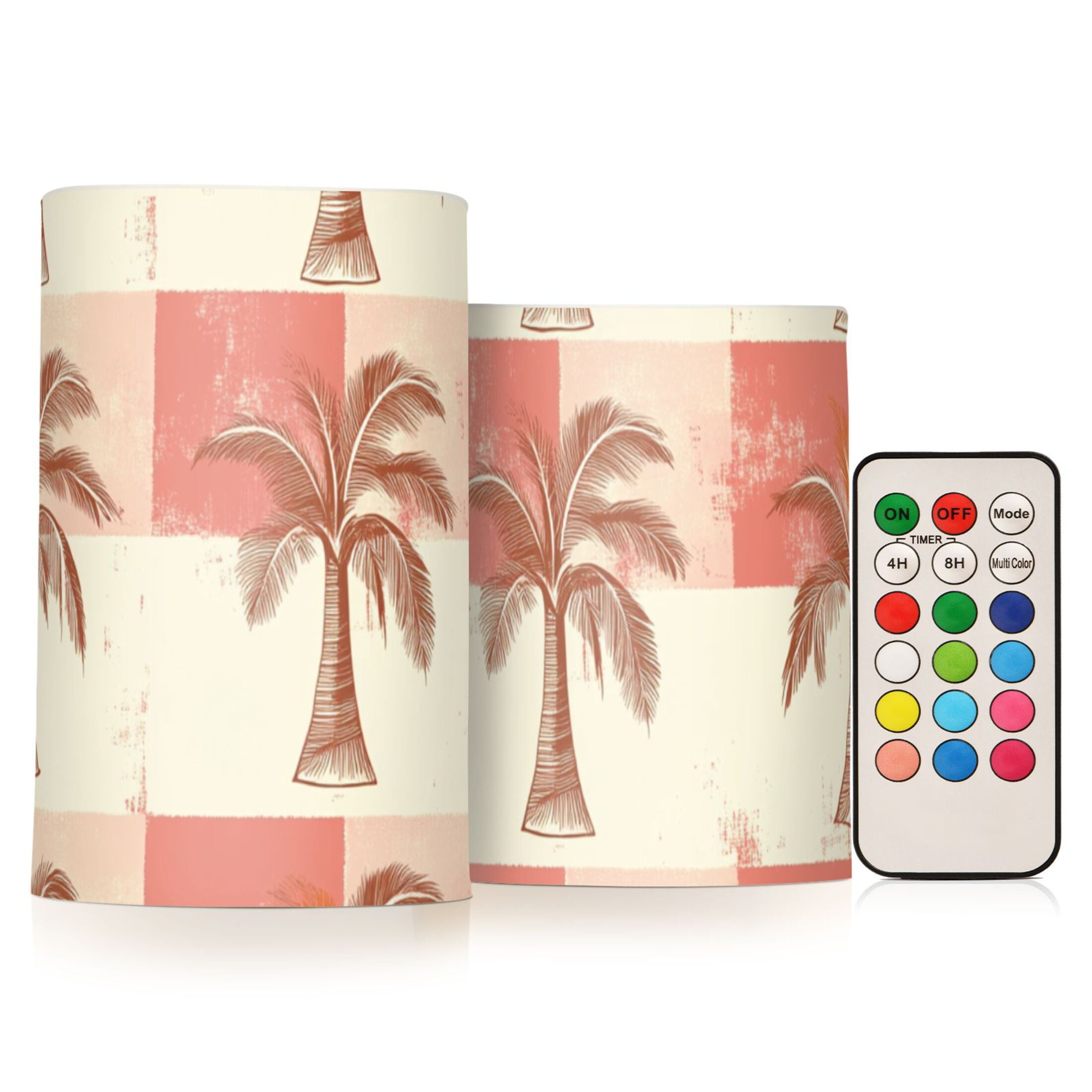 Checkerboard Plaids Coconut Trees Retro Flickering Flameless Candles ...