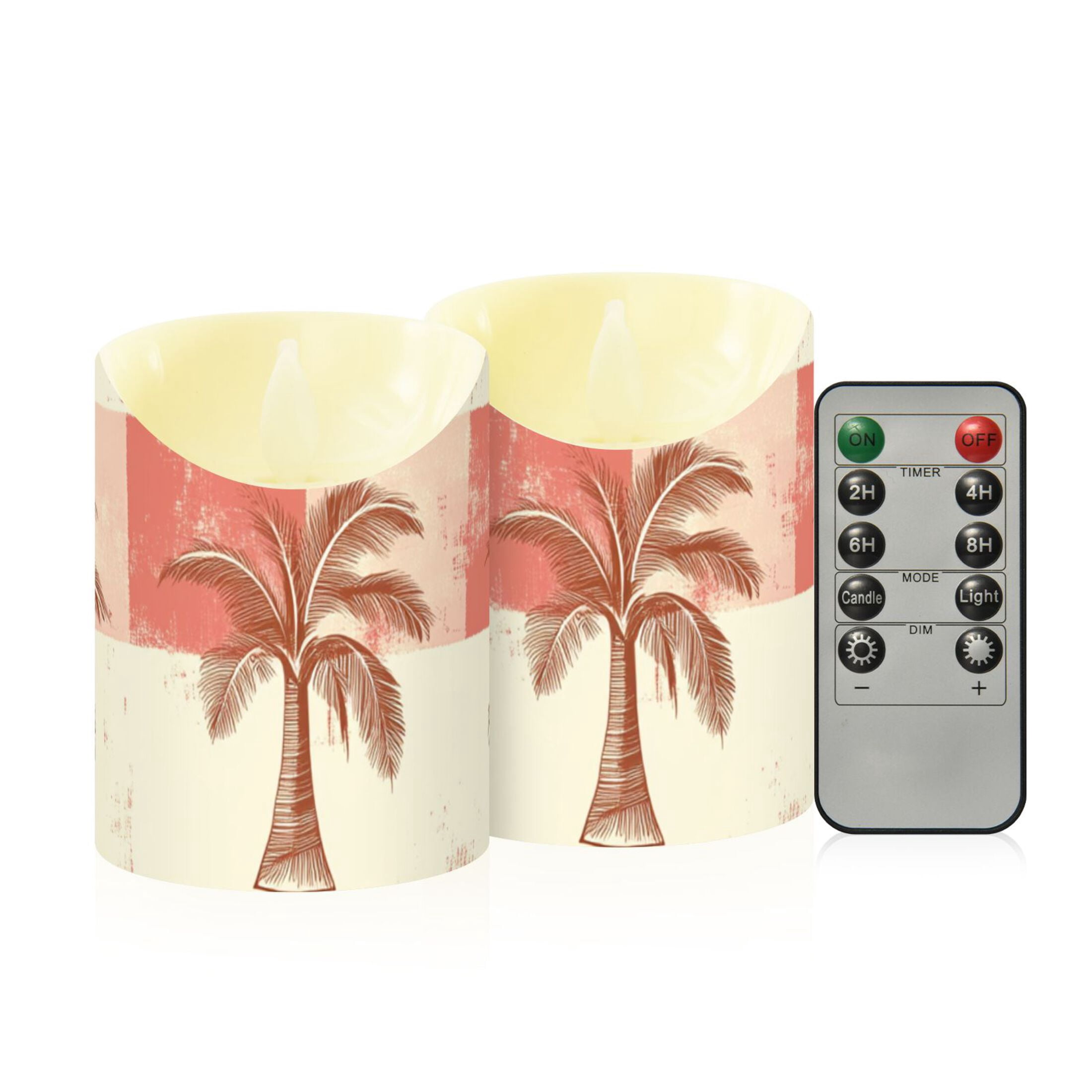 Checkerboard Plaids Coconut Trees Retro Flickering Flameless Candles ...