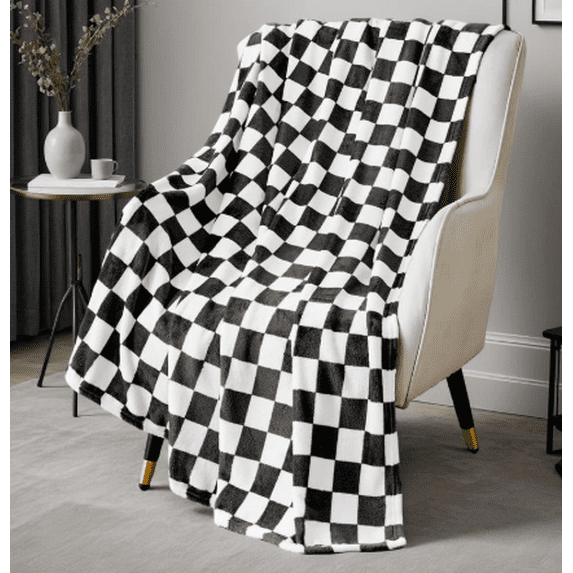 Checkerboard Print Blanket, Soft Comfortable Plaid Print Throw Blanket ...