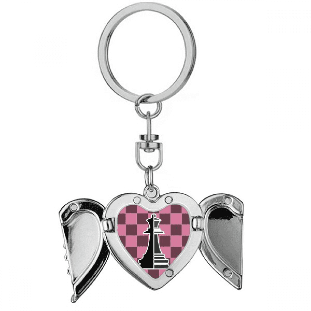 Checkerboard Queen Black Word Chess Heart Angel Wing Key Chain Holder ...