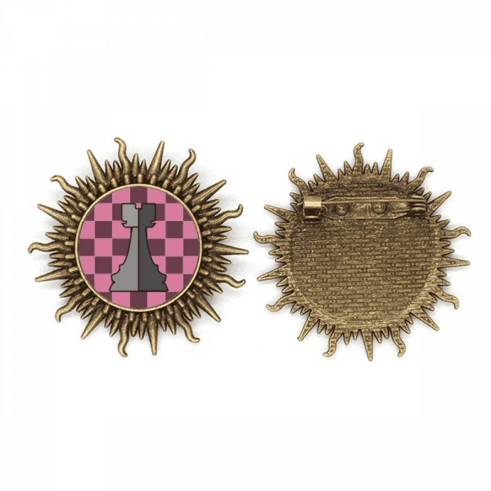 Checkerboard Rook White Word Chess Metall Sonne Brosche Haken Pin ...