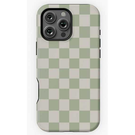 Checkerboard Sage Beige Phone Case for iPhone 16 15 14 13 12 11 Pro Max ...