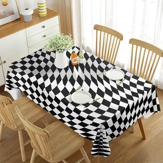 Checkerboard Tablecloth Checkered Square Geometry Theme r Rectangular ...