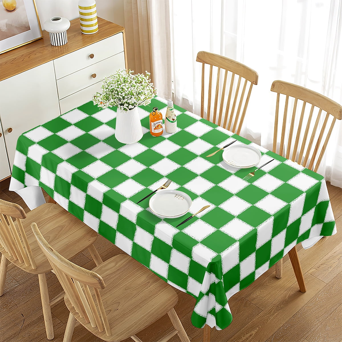 Checkerboard Tablecloth Checkered Square Geometry Theme r Rectangular ...
