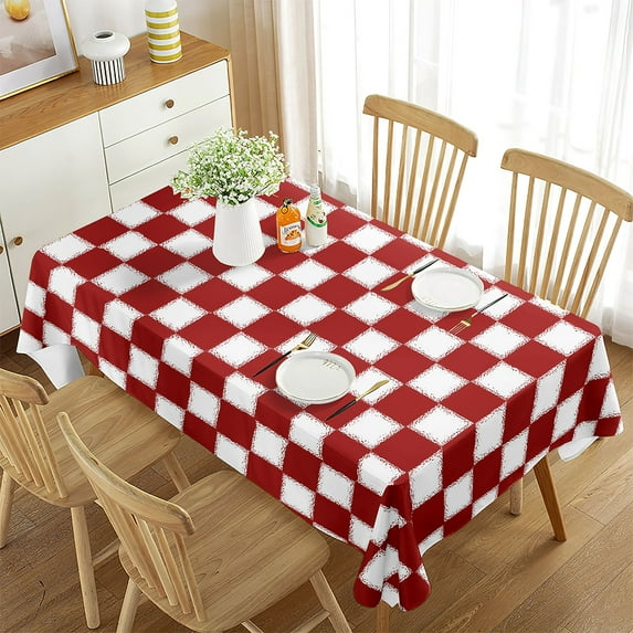 Checkerboard Tablecloth Checkered Square Geometry Theme r Rectangular ...