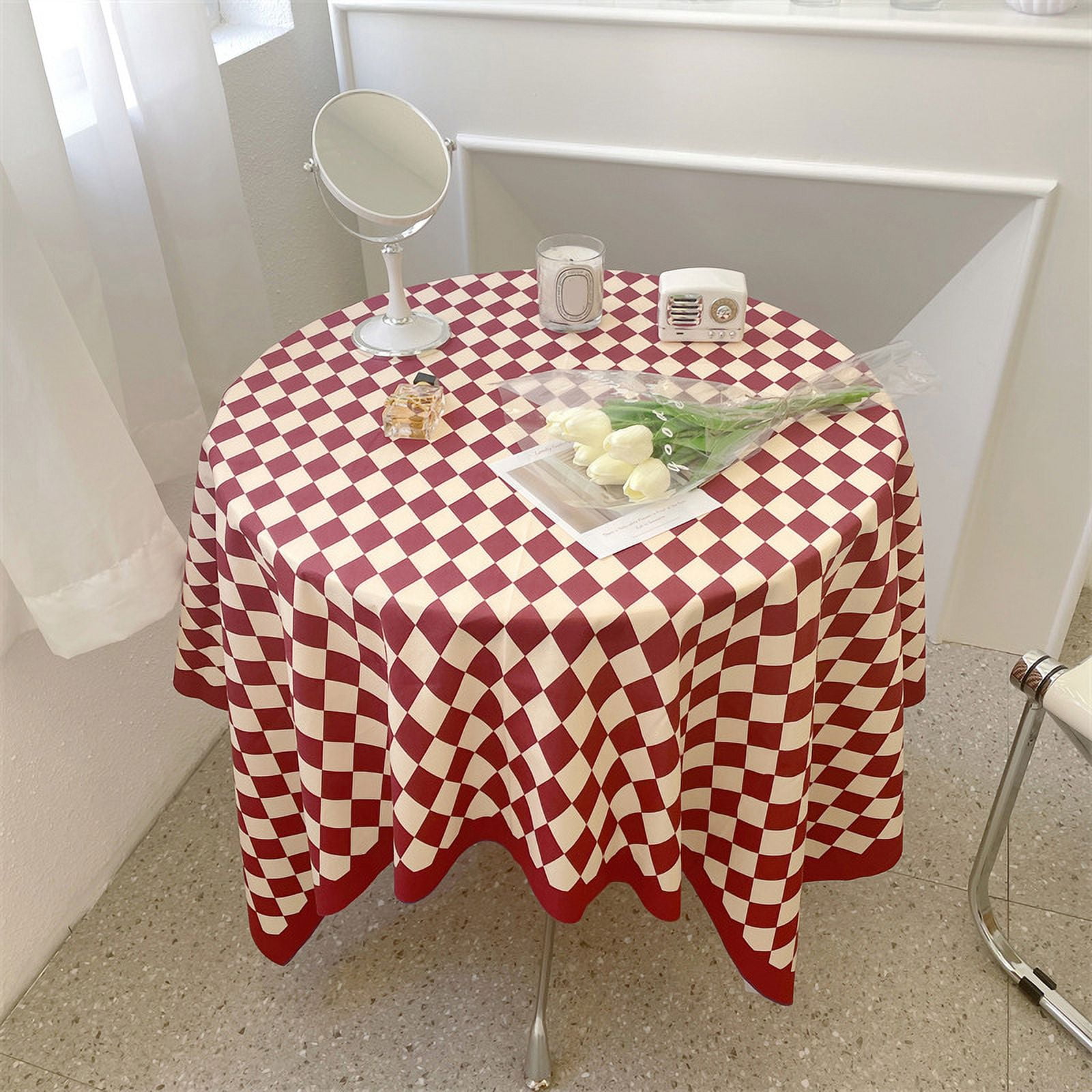 Checkerboard Tablecloth Vintage Grid Simple Practical Table Cover for ...