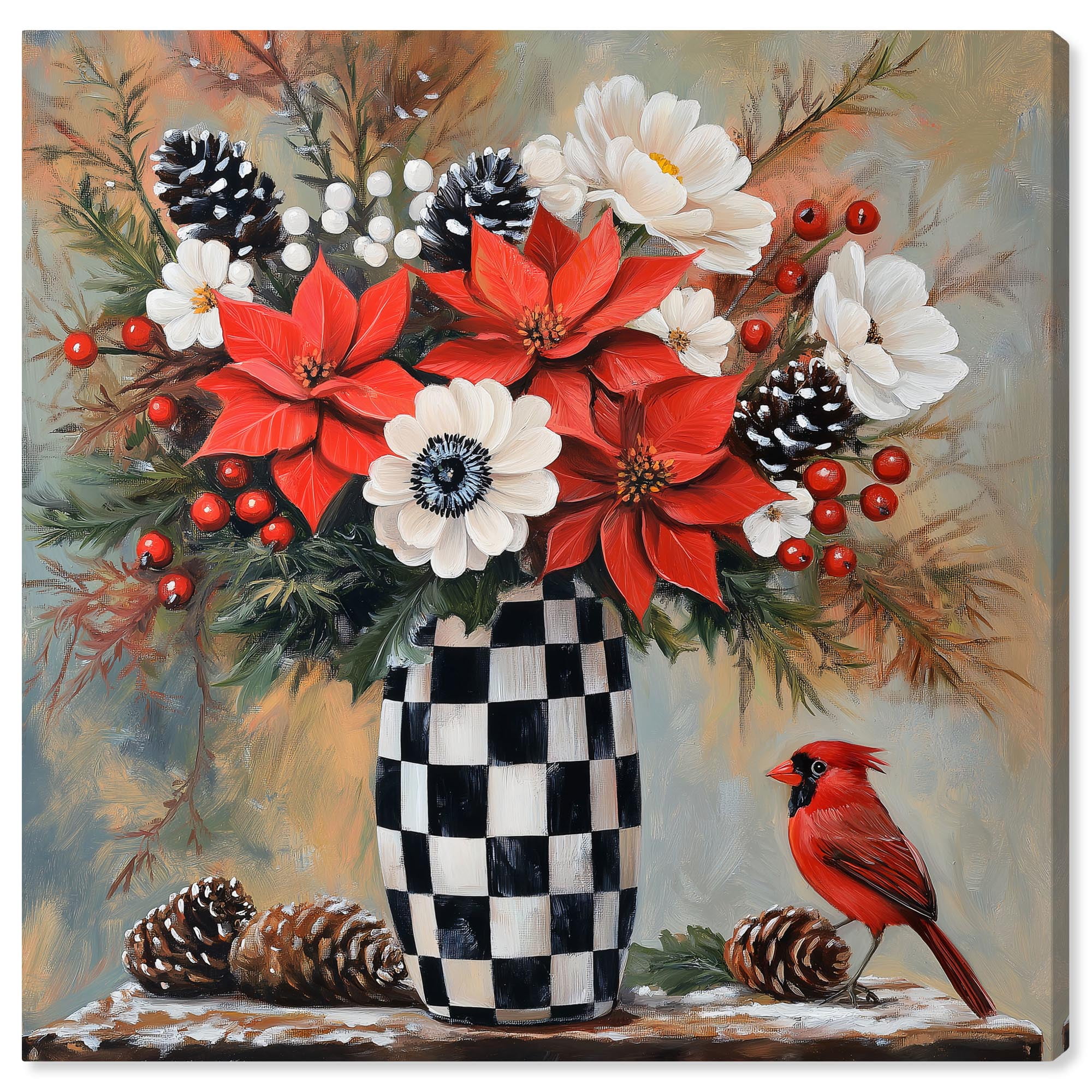 Checkerboard Vase Blooms II Canvas Floral Art by Art Remedy, Gallery ...