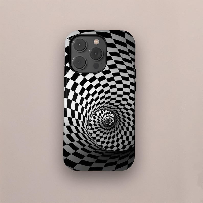 Checkerboard Vortex Black White Ska Pattern Phone Case for iPhone 11 12 ...