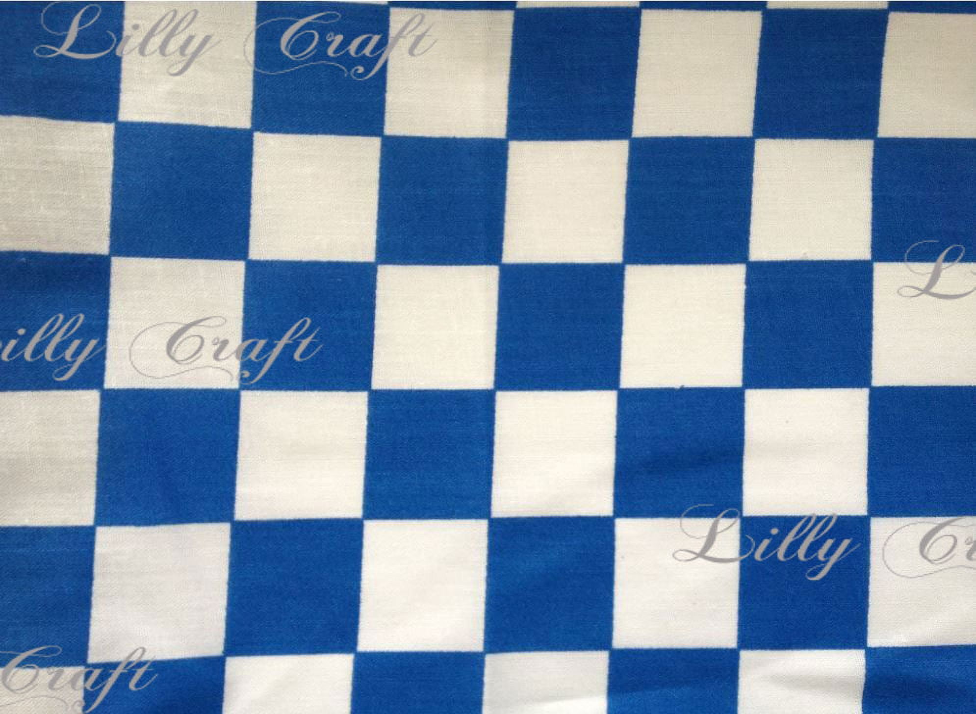 Checkered 1" Blue White Poly Cotton Fabric - Sold By The Yard - 58 ...