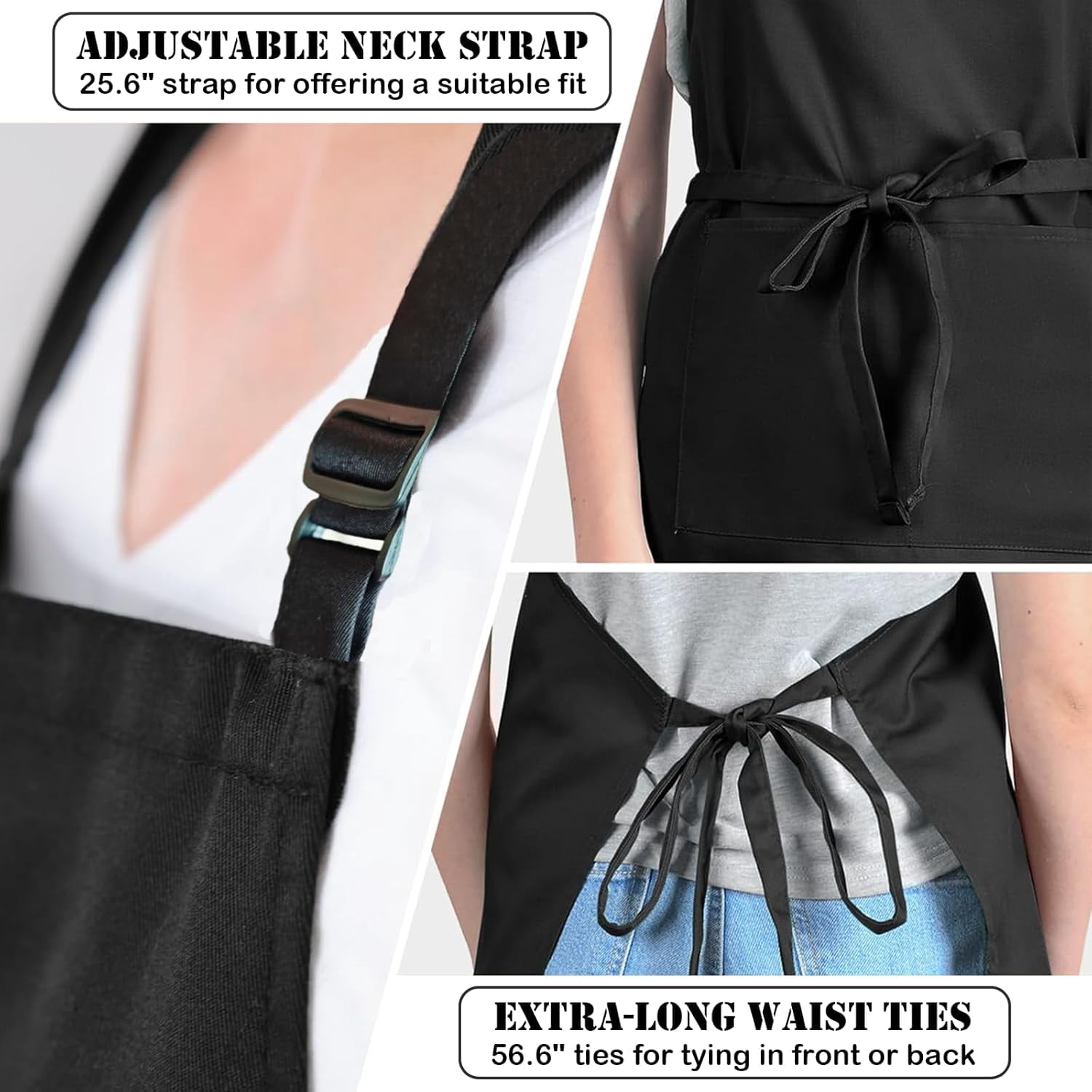 Checkered Adjustable Neck Bib Apron with Pocket for Men Women ...