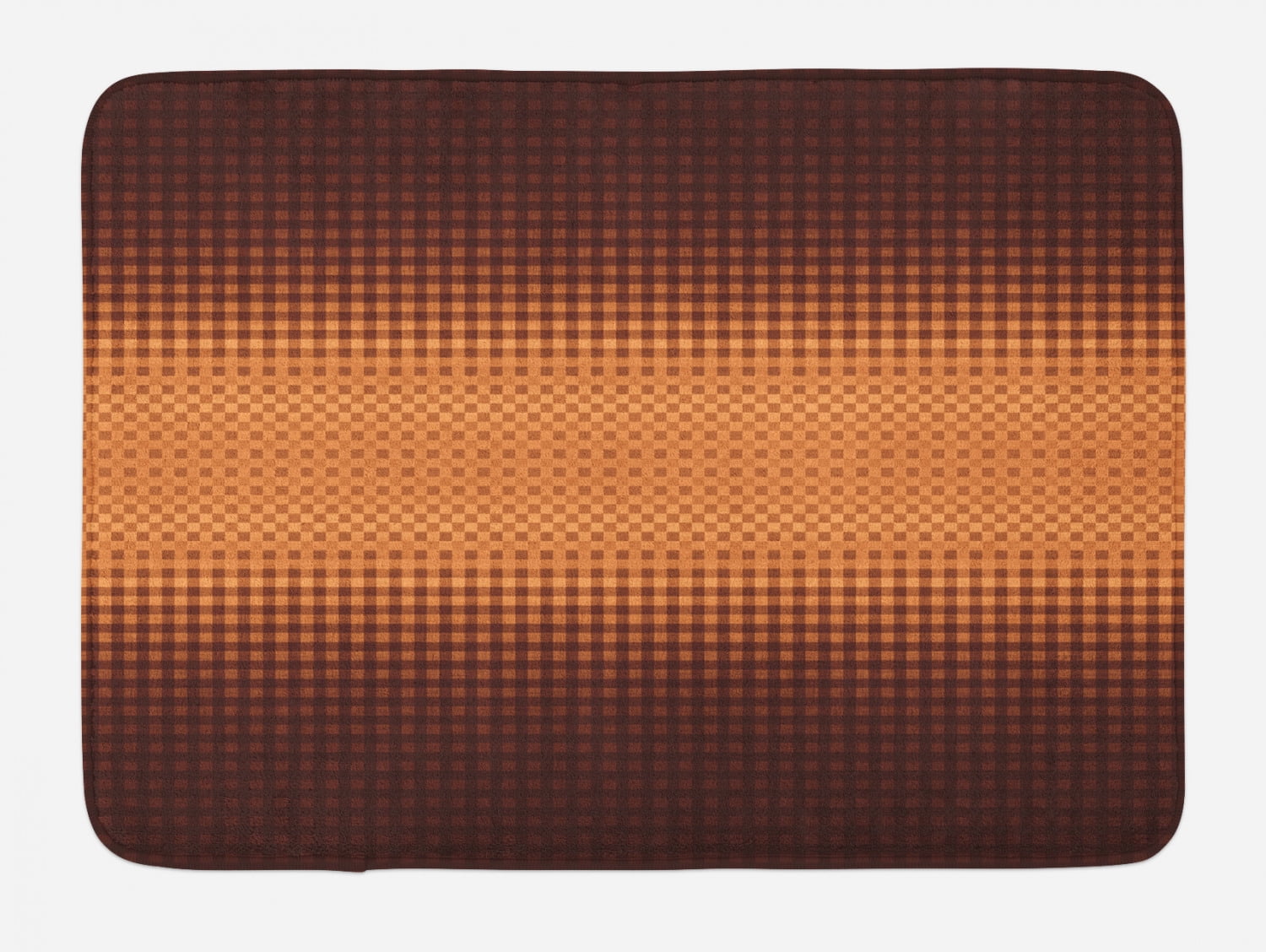 Checkered Bath Mat, Grid Pattern with Vignette Effect Squares Abstract ...