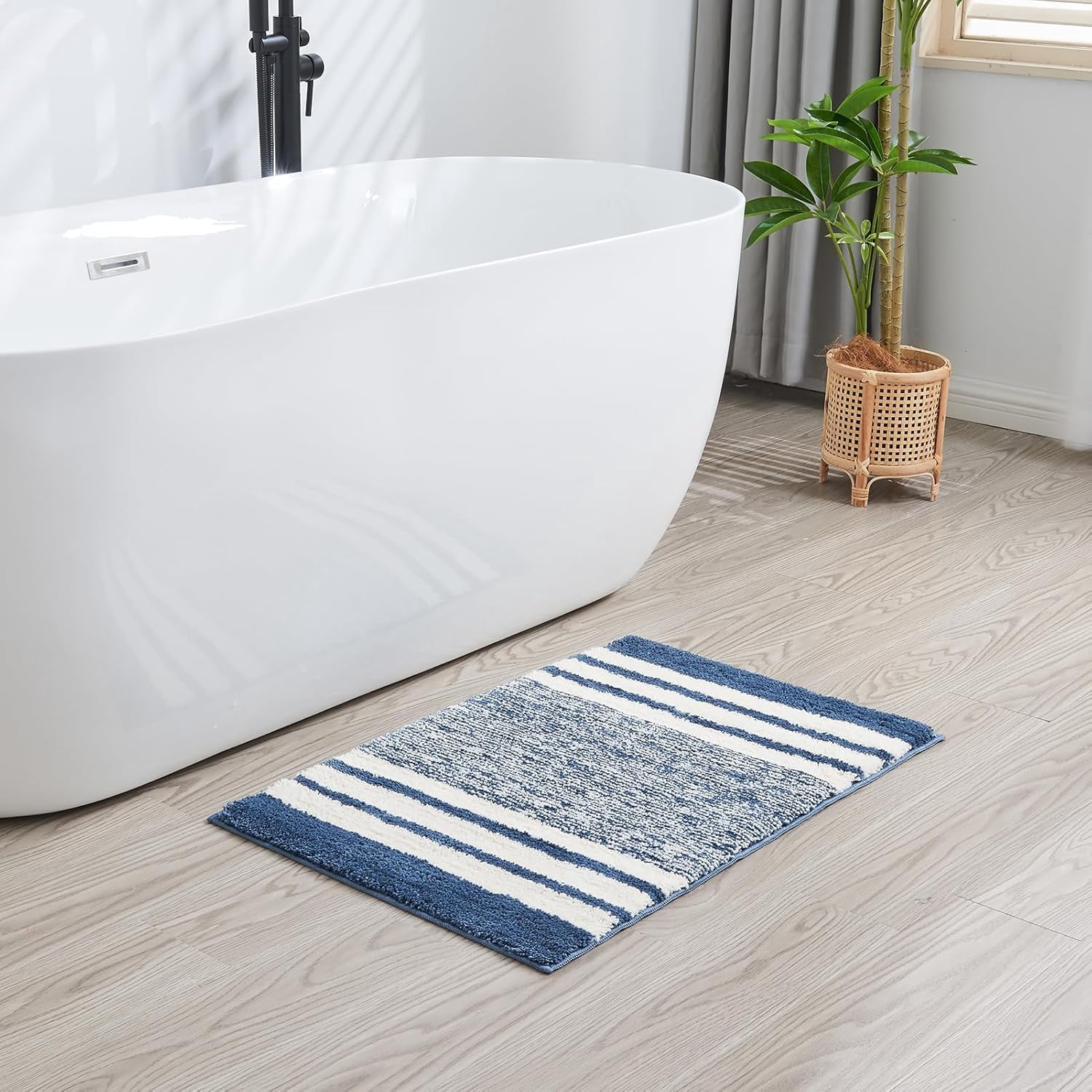 Checkered Bath mats for Bathroom Non Slip, Fluffy Absorbent Microfiber ...