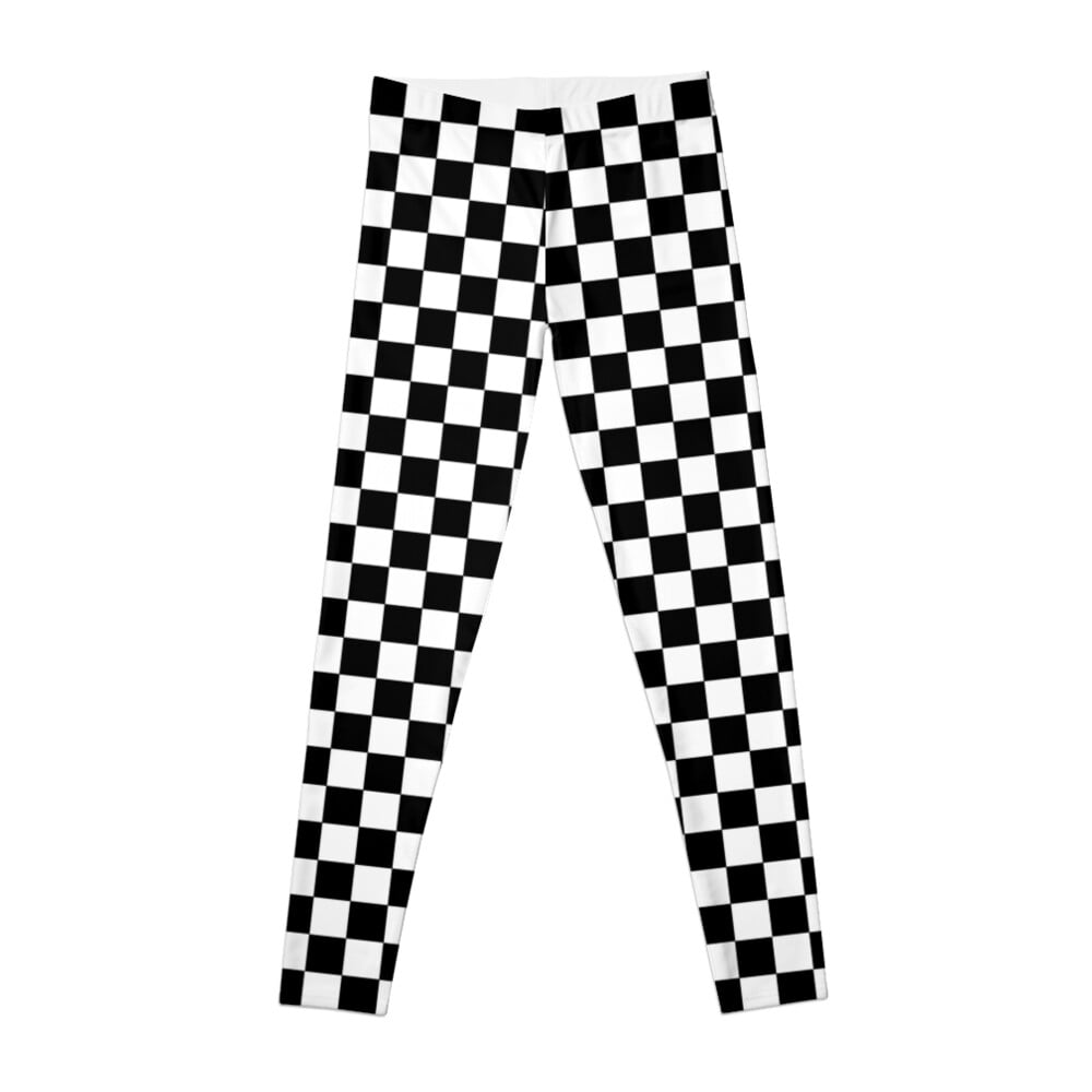 Checkered Black and White Leggings workout shorts push up tights for ...
