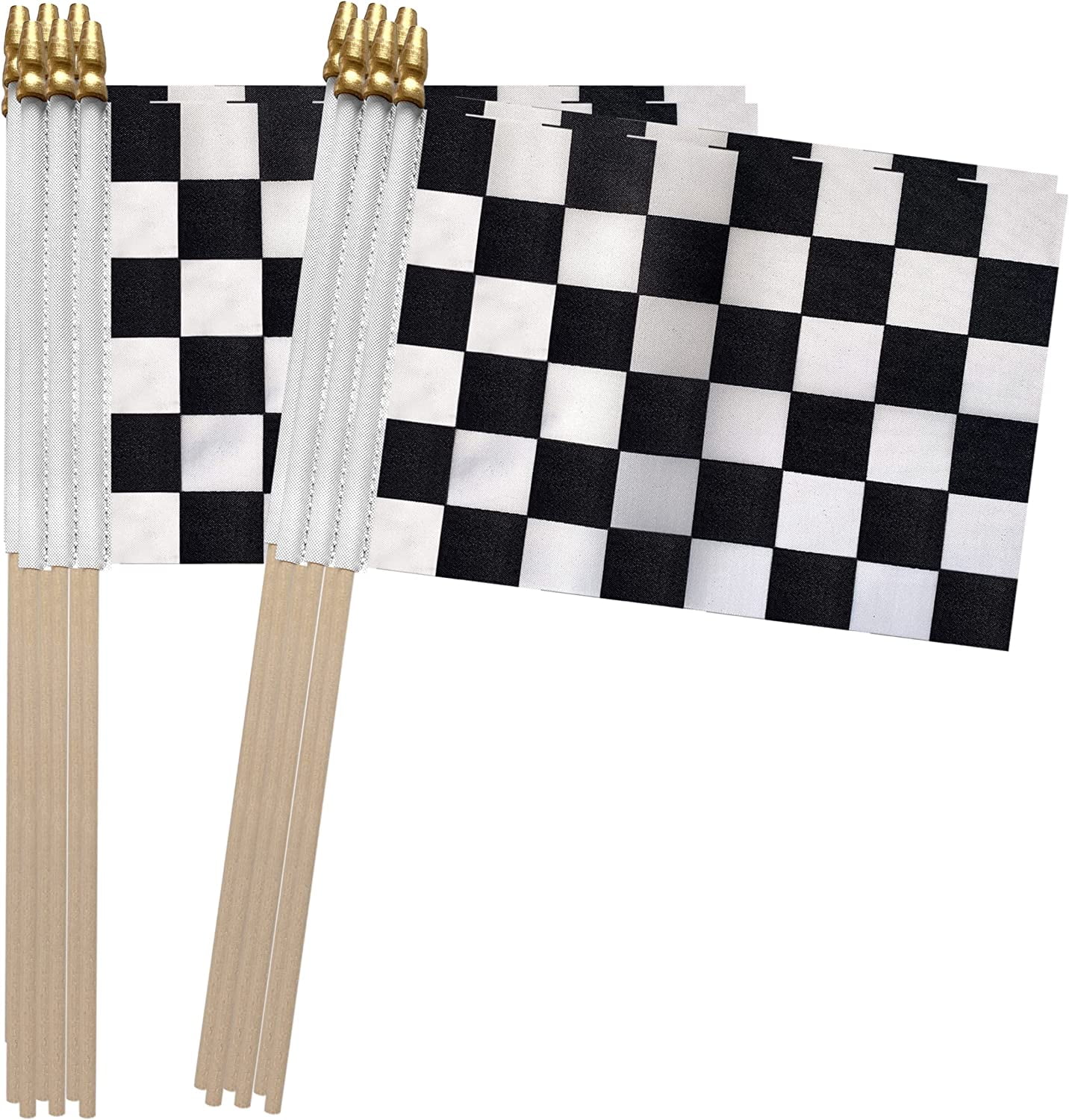 Checkered Black and White Racing Stick Flag Small Mini Hand Held Race ...