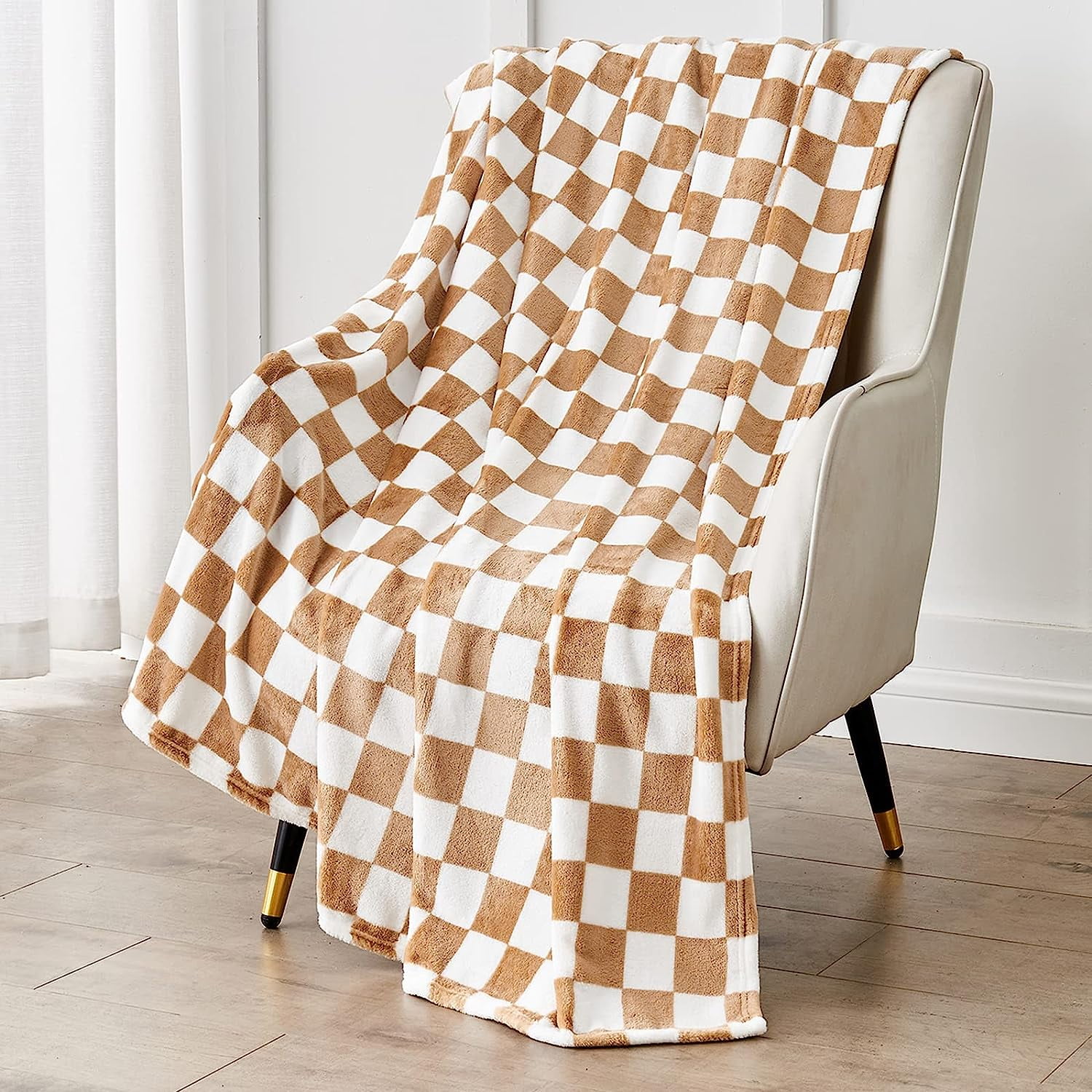 Checkered Blanket Flannel Throw Blankets Soft Cozy Checkered Grid Print ...