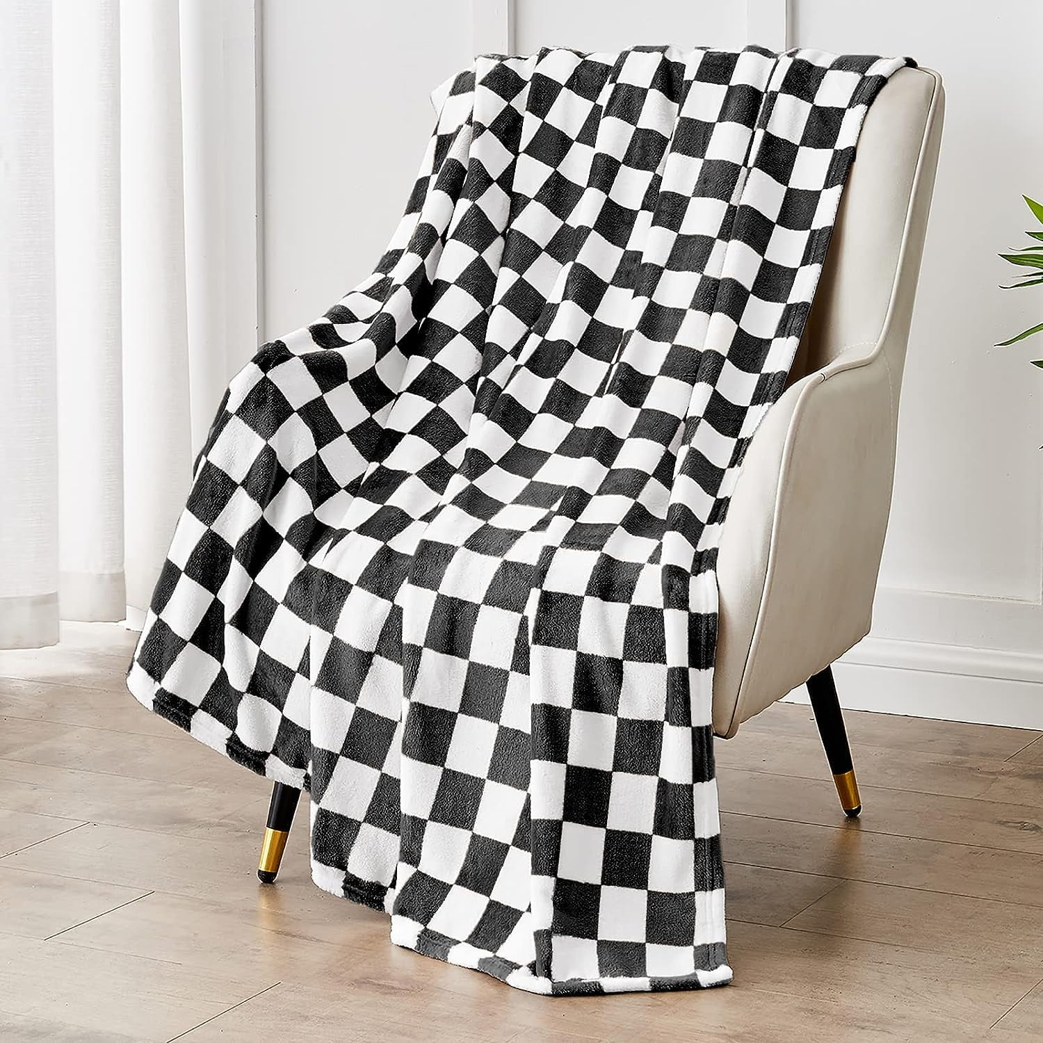 Checkered Blanket Flannel Throw Blankets Soft Cozy Checkered Grid Print ...