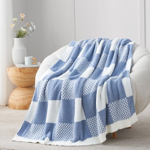 Checkered Blanket, Sage Green Throw Blanket for Couch Plaid Microfiber ...