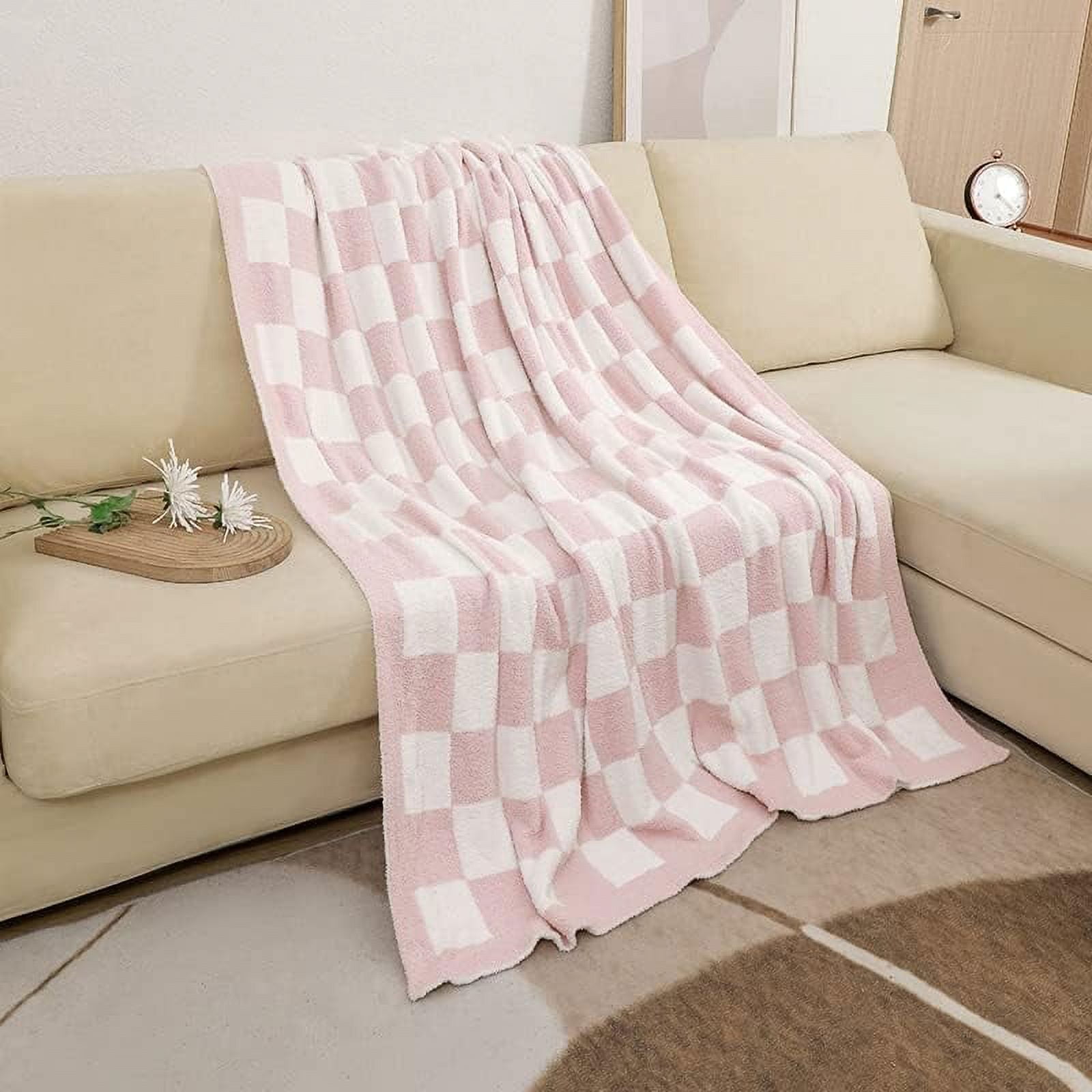 Checkered Blanket Throw Soft Knit Blanket with Checkerboard Grid ...