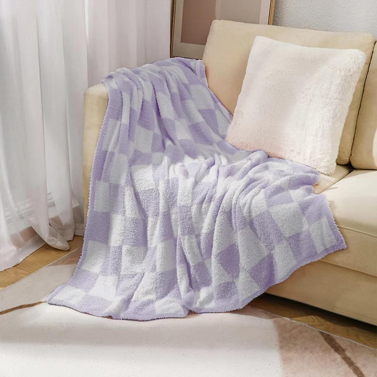 Checkered Blanket Throw Soft Knit Blanket with Checkerboard Grid ...