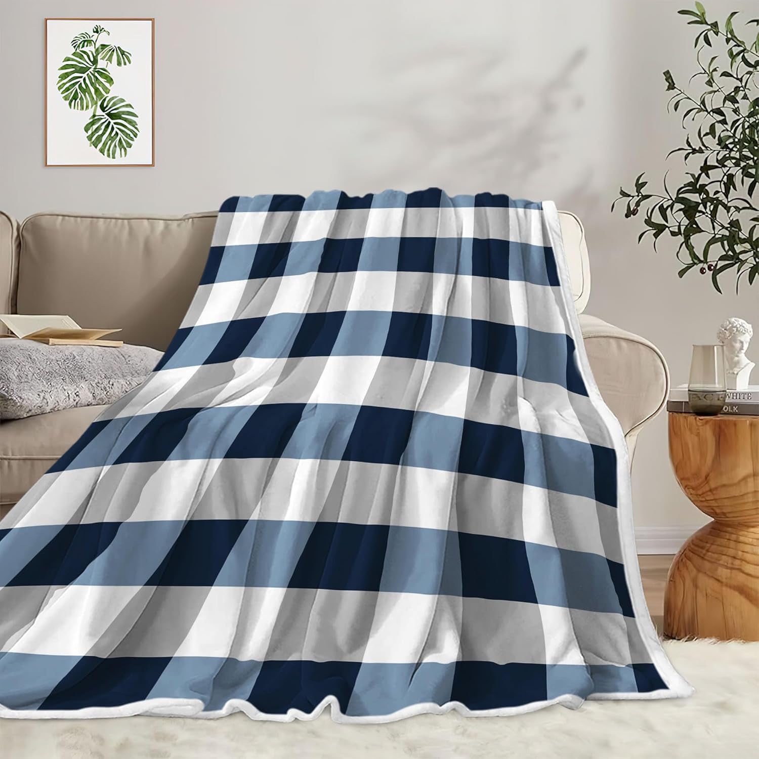 Checkered Blanket Warm Fuzzy Cozy Soft Throw Blanket for Couch Sofa Bed ...