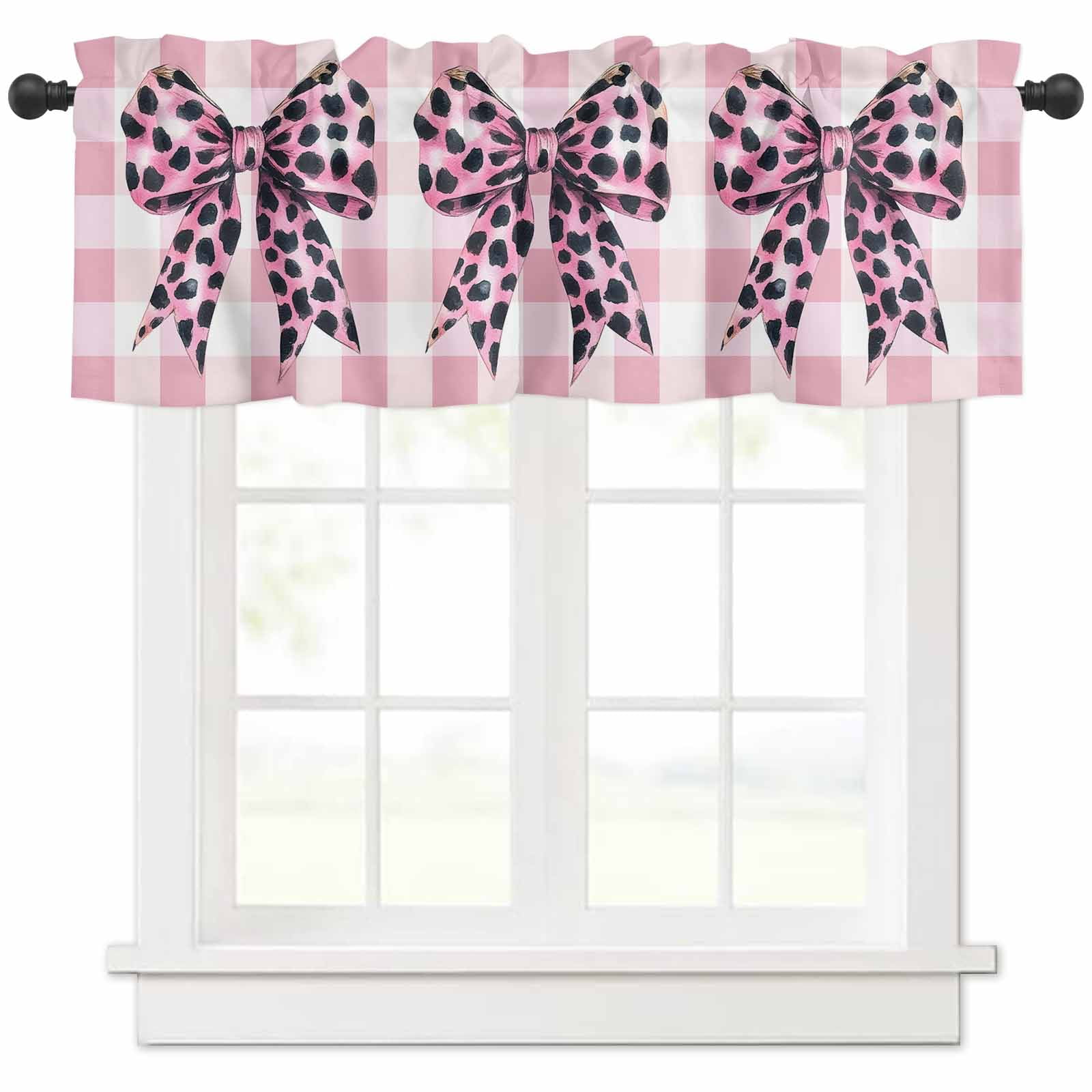 Checkered Bow Valances for Windows Farmhouse Kitchen Curtains Valances ...