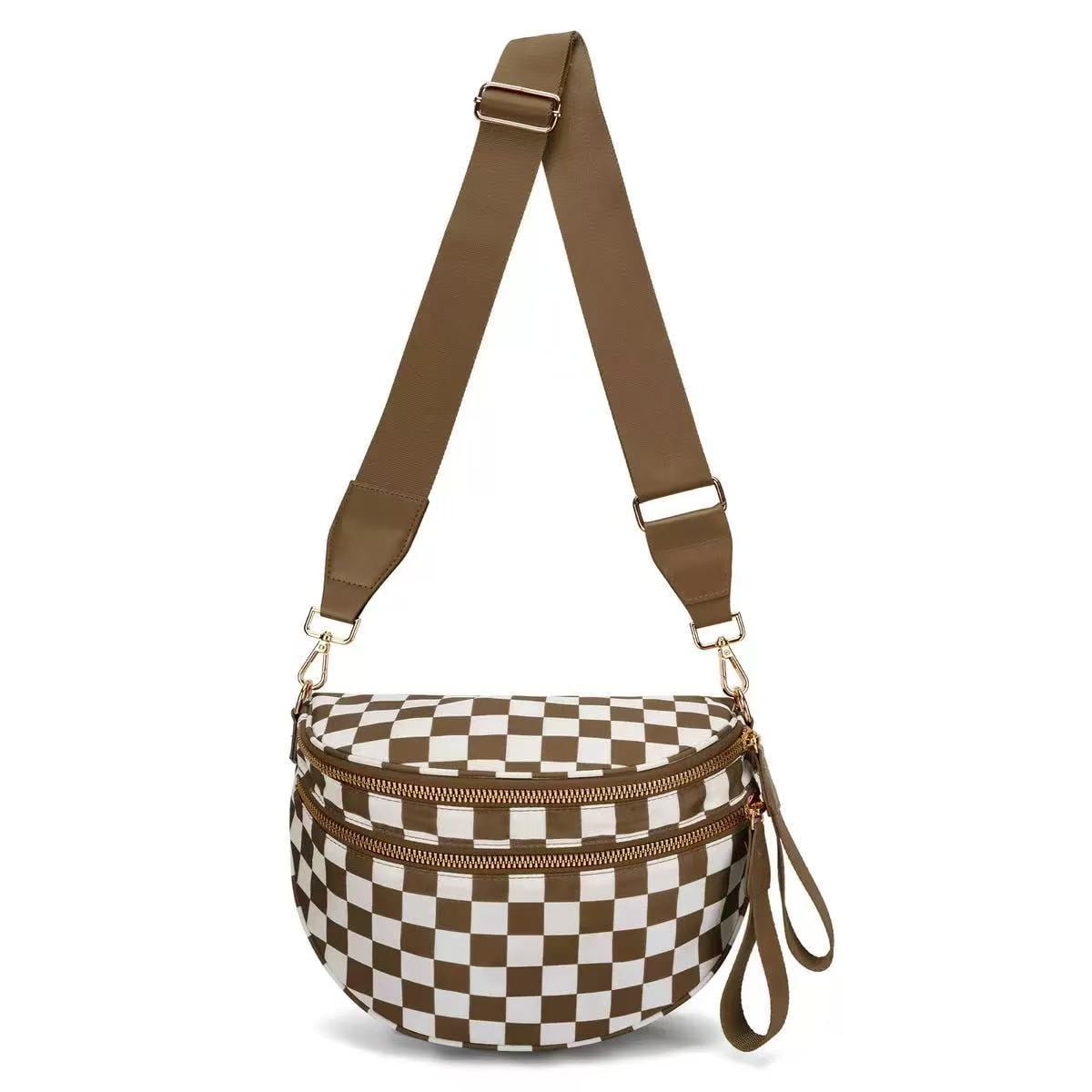 Checkered Bum Bags for Women Crossbody,Nylon Crossbody Bag Large Fanny ...