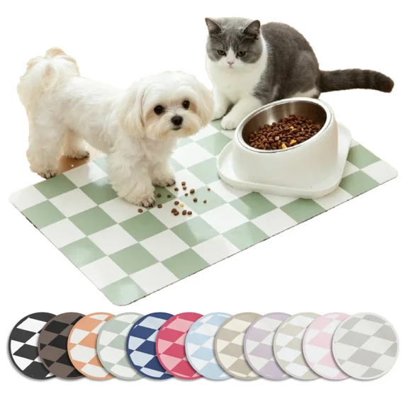 Checkered Cat Food Mat for Pet Dog Feeting Mats,Pet Feeding Mat for ...