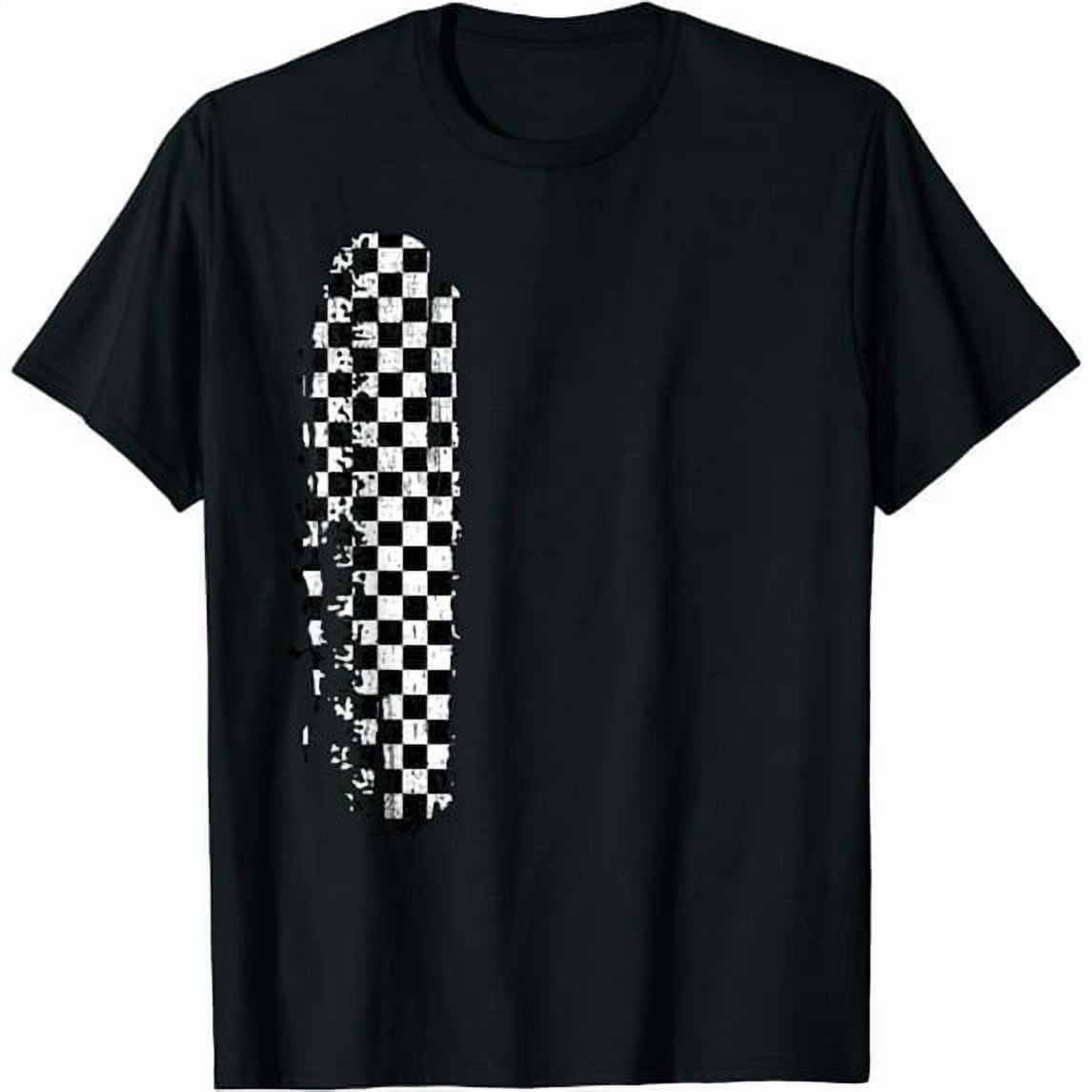 Checkered Checker Black & White Racing Flag Vertical Stripe T-Shirt ...
