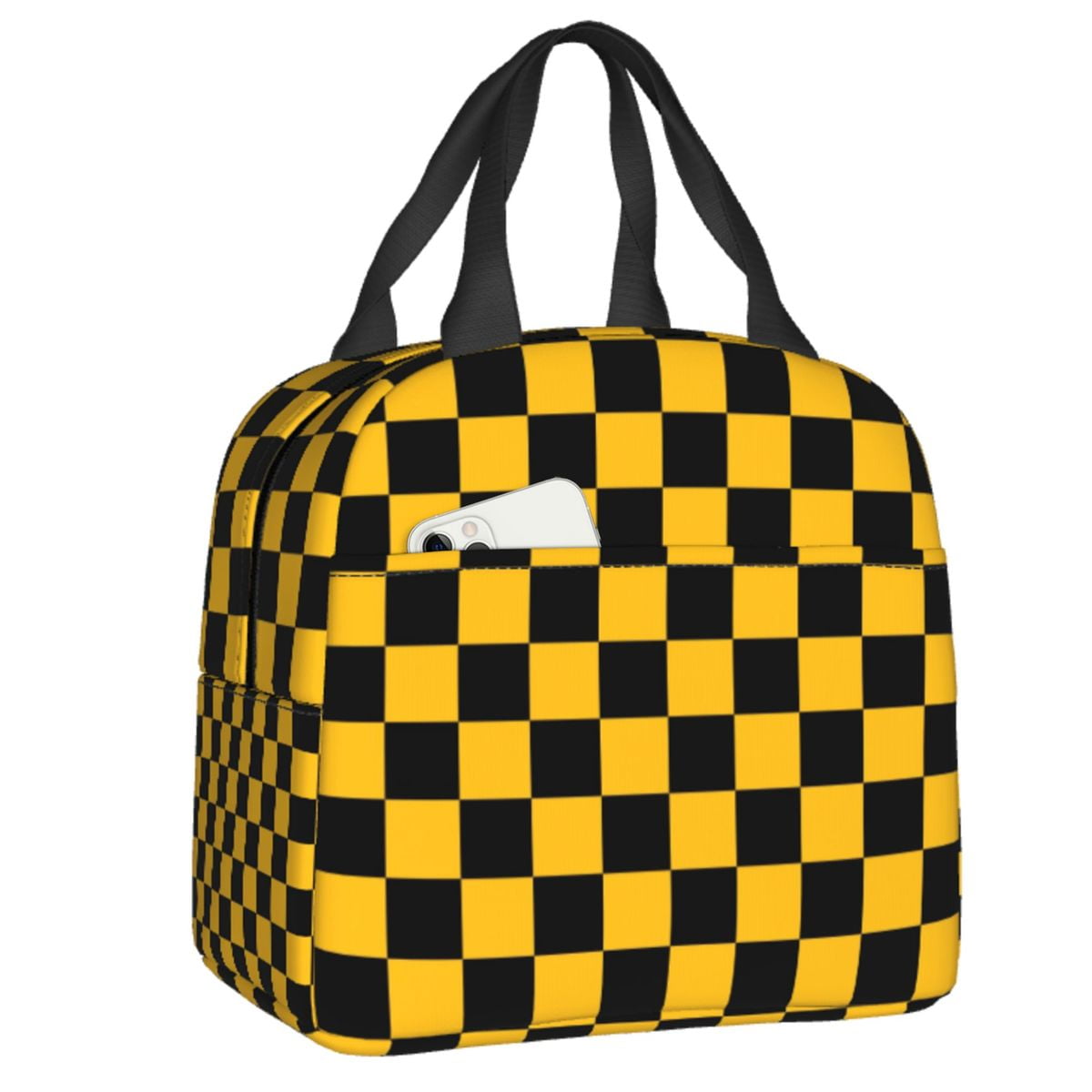 Checkered Checkerboad Design Insulated Lunch Bags for Women Resuable ...