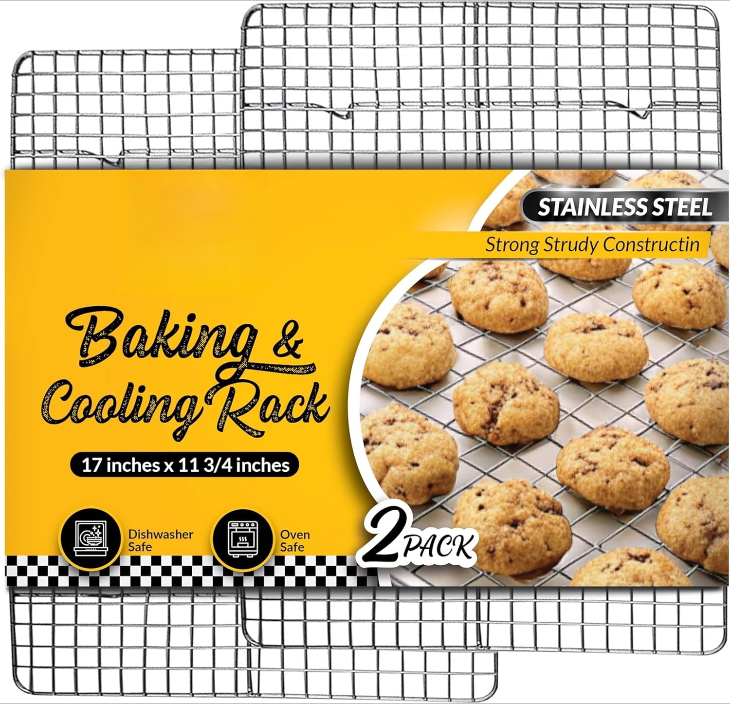 Checkered Chef Cooling Rack for Cooking and Baking - 8” x 11 ¾" Set of ...