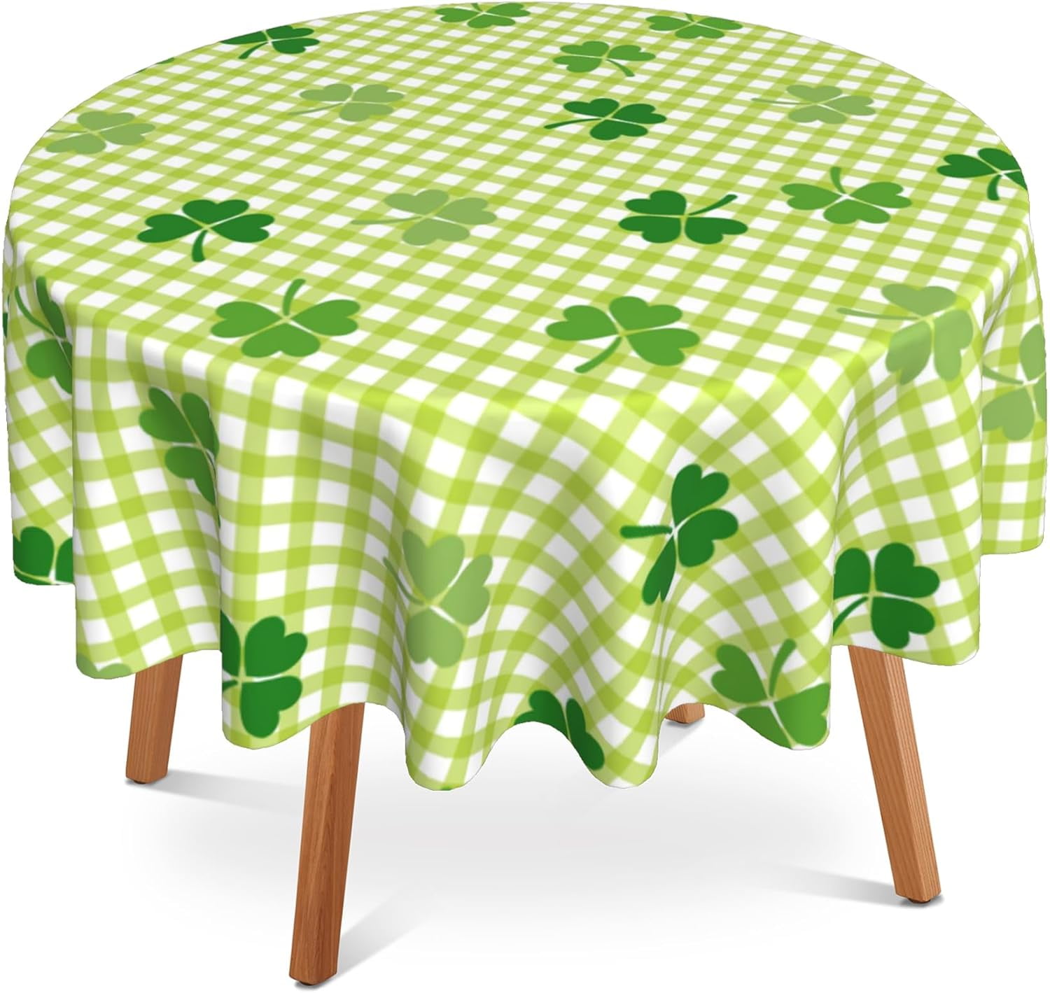 Checkered Clovers 60 Inch Round Tablecloth,Green Shamrocks Table Cloth ...