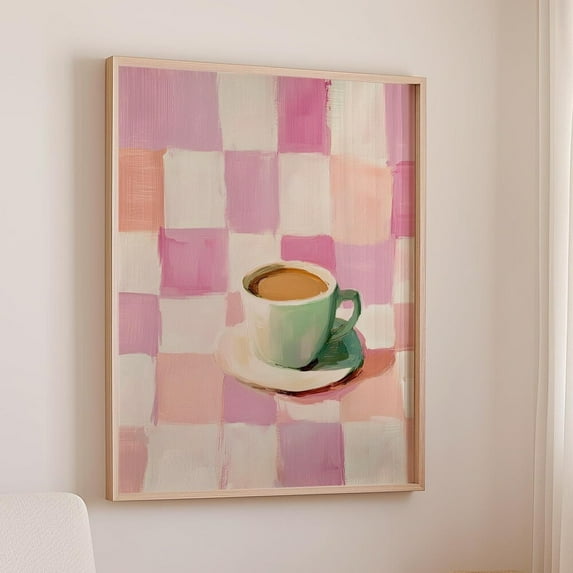 Checkered Coffee Print: Trendy Kitchen Wall Art UNFRAMED PAPER POSTER ...