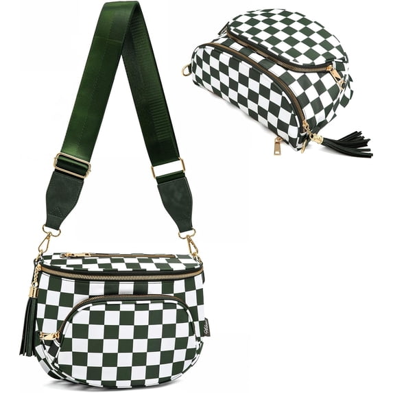 Checkered Crossbody Bag Anti Spacious Bum Bags for Women Nylon Fanny ...